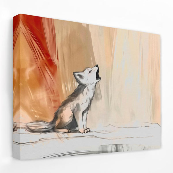 Howling Wolf Cub Illustration Print - Luxury Wall Art