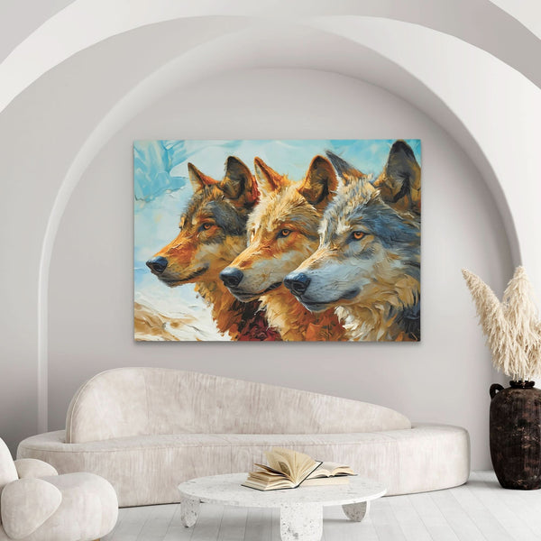 Wolf Trio - Pack Leader's Nature Art - Luxury Wall Art