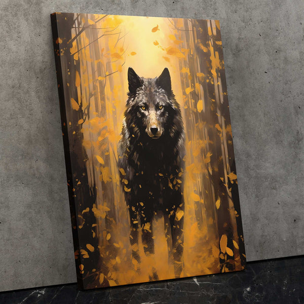 Timberwolf in Golden Woods - Nature Inspired Wall Art - Luxury Wall Art