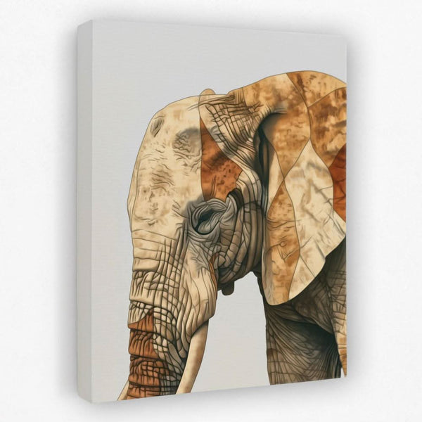 Beige Elephant Abstract Canvas Art - Luxury Wall Art