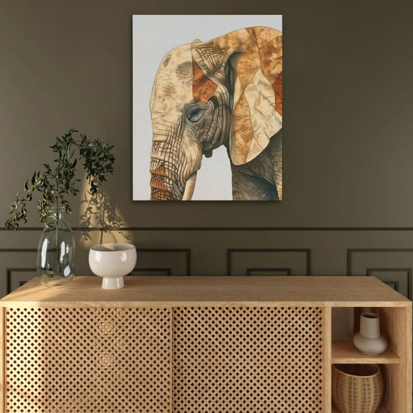 Beige Elephant Canvas | Neutral Wildlife Art - Luxury Wall Art