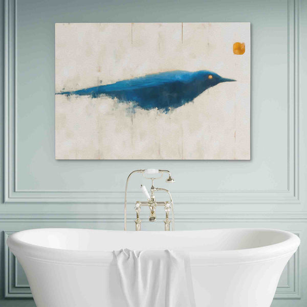 Blazing Blue Canvas | Minimalist Blue Bird Art