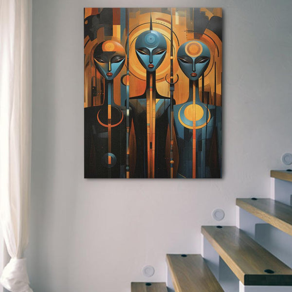 Blue Aliens - Enigmatic Beings Canvas Art - Luxury Wall Art