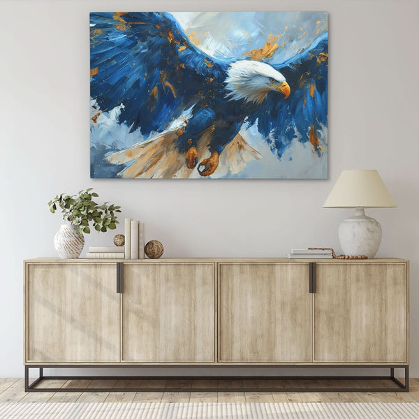 Blue Eagle Flying: Dynamic Sky Predator Art Print