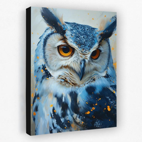 Blue Owl Canvas | Blue Bird Animal Art