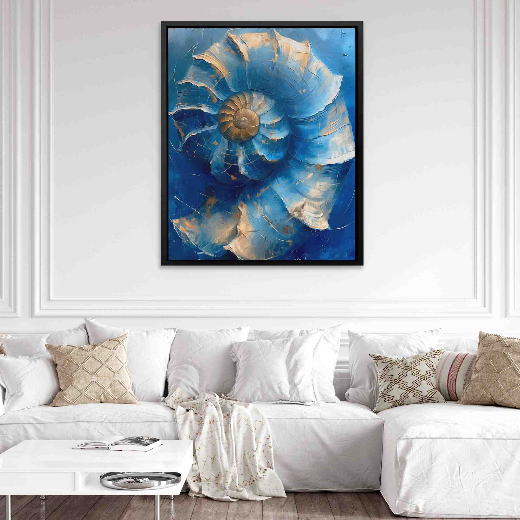 Blue Spiral - Nautilus Shell Abstract Art - Luxury Wall Art