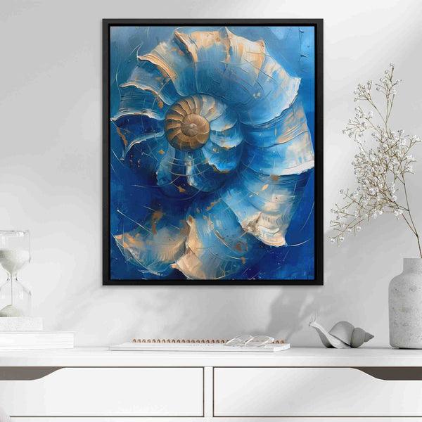 Blue Spiral - Nautilus Shell Abstract Art - Luxury Wall Art