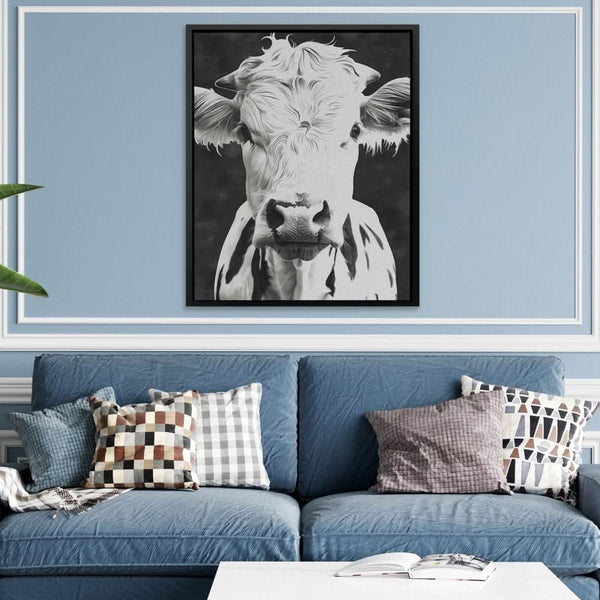 Bovine Portrait Black and White Animal Art - Luxury Wall Art