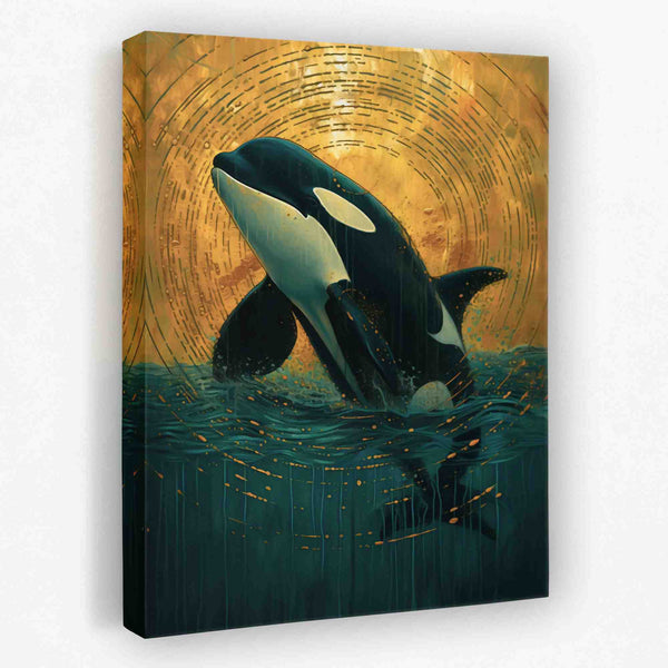 Breaching Orca - Oceanic Leap Canvas Print - Luxury Wall Art