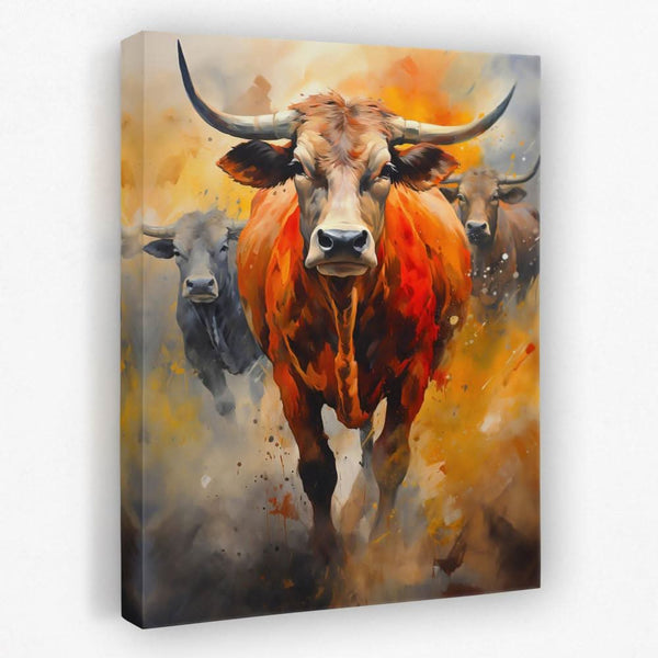 Bull Stampede - Powerful Movement Wall Art - Luxury Wall Art