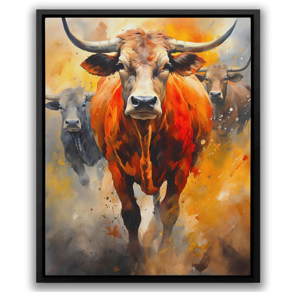 Bull Stampede - Powerful Movement Wall Art - Luxury Wall Art