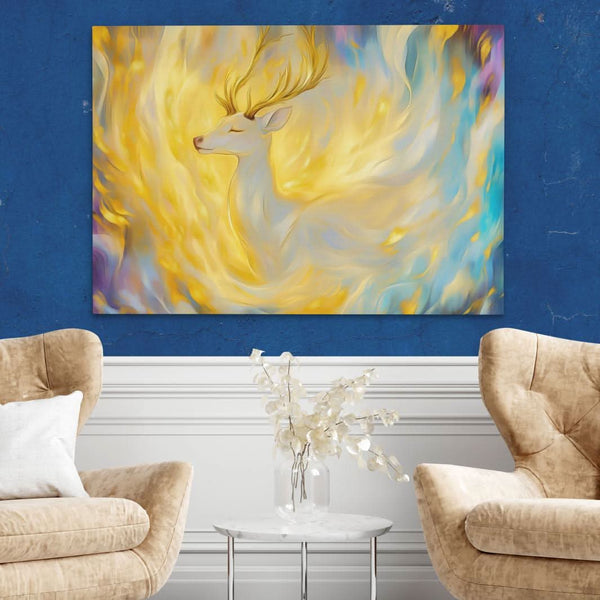 Celestial Stag Golden Fantasy Deer Art