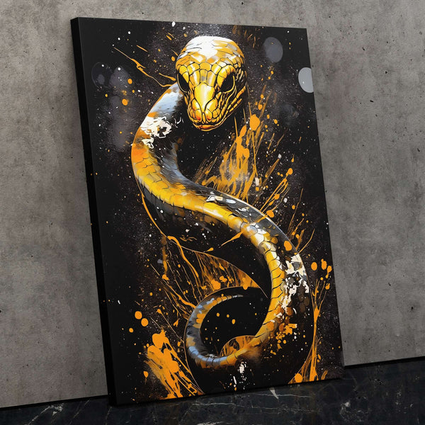 Golden Scales - Exotic Gold & Black Serpent Art Print - Luxury Wall Art