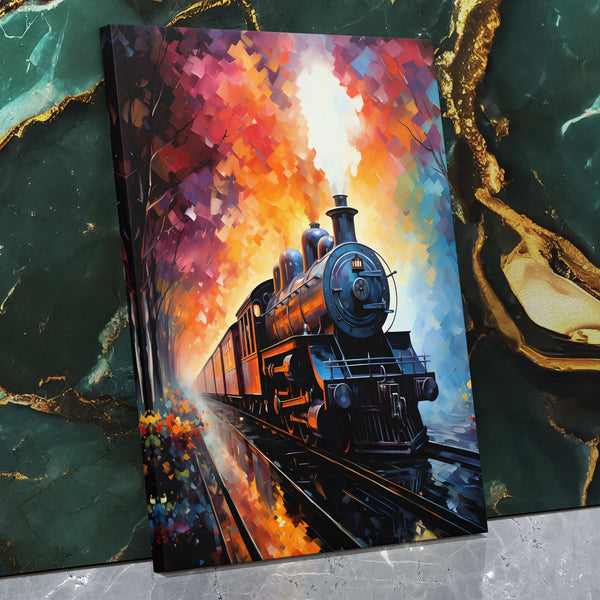 Locomotion Train Painting - Vibrant Train Wall Art - Luxury Wall Art