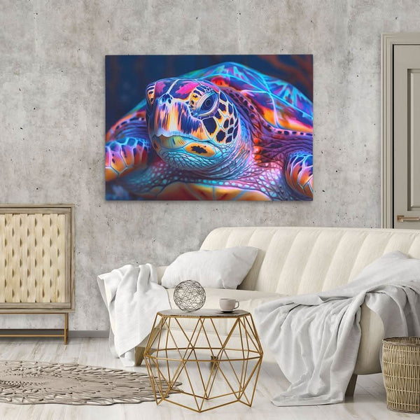 Colorful Turtle Canvas | Psychedelic Ocean Art
