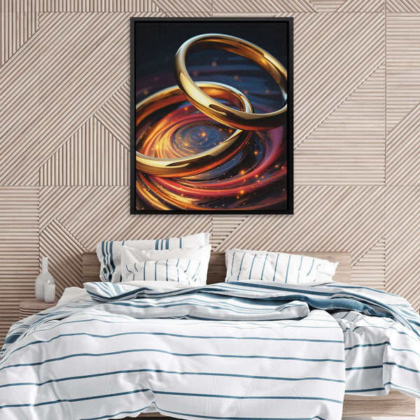 Cosmic Rings Canvas | Wedding Ring Celestial Art