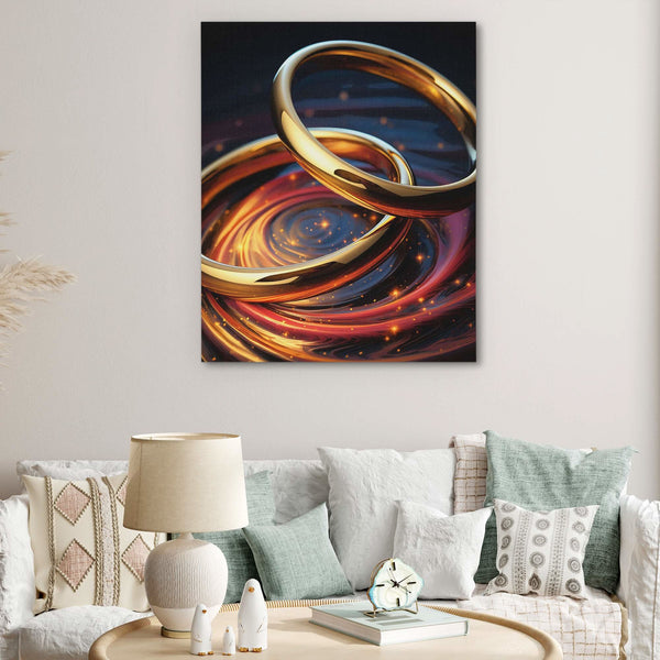 Cosmic Rings Canvas | Wedding Ring Celestial Art