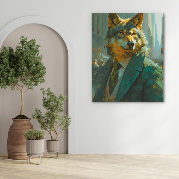 Day Trader Wolf - Corporate Jungle Art - Luxury Wall Art