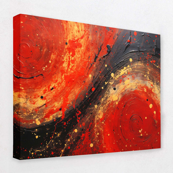 Deep Ruby Canvas | Red Black Abstract Art