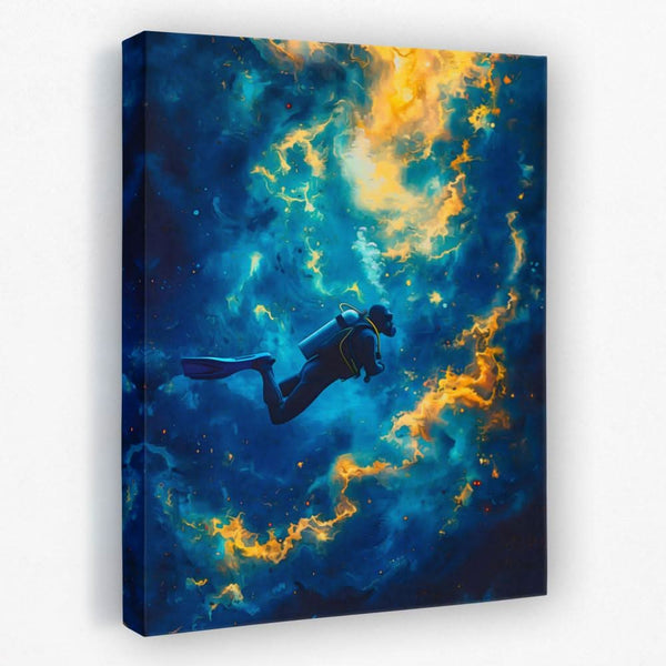 Diving into the Abyss Scuba Diver Ocean Art - Luxury Wall Art