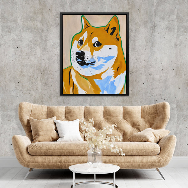 Doge Digital Dawn Canvas Print | Shiba Inu Portrait Wall Art