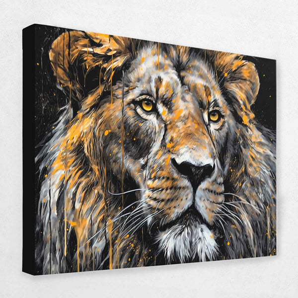 Dripping Gold Lion Canvas Print - Lion Wall Art - Luxury Wall Art