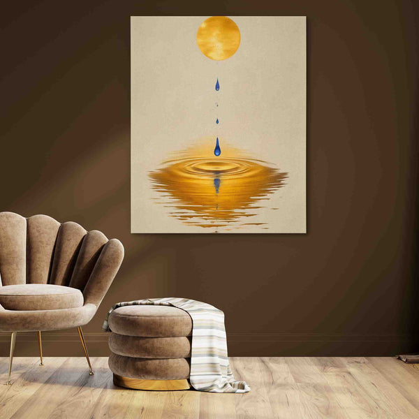 Dripping Sun - Abstract Solar Drops Canvas Art - Luxury Wall Art