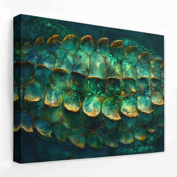 Emerald Scales Shimmering Reptile Skin - Luxury Wall Art
