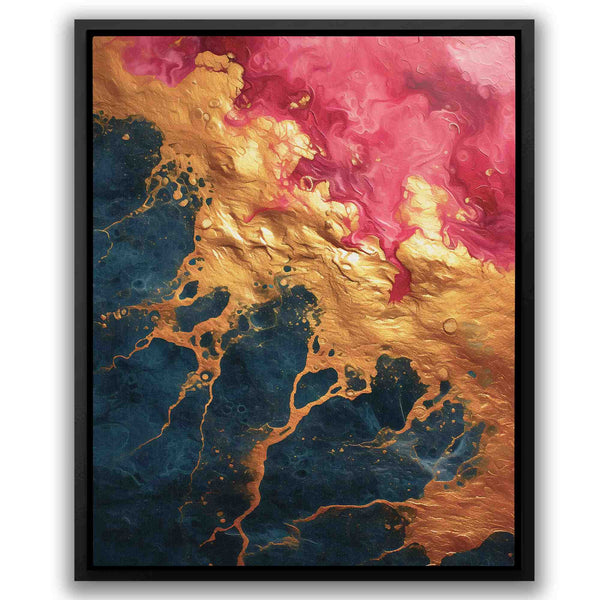 Emotional Gold Pink Abstract Marbling - Luxury Wall Art
