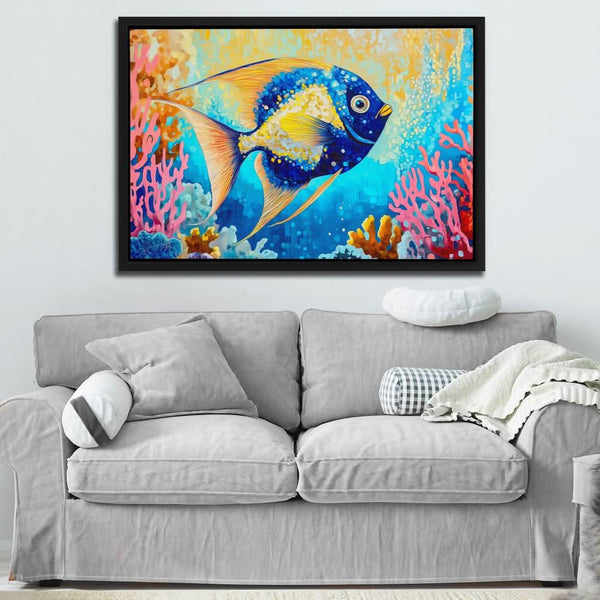 Flashy Fish Canvas | Colorful Blue Coral Coastal Art