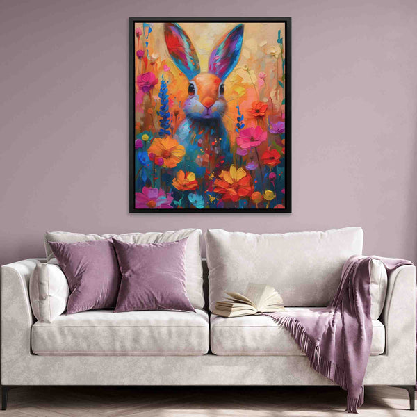 Floral Rabbit Colorful Bunny Wall Art - Luxury Wall Art