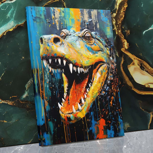 Gator's Bite: Luxury Abstract Safari Alligator Art Print - Luxury Wall Art