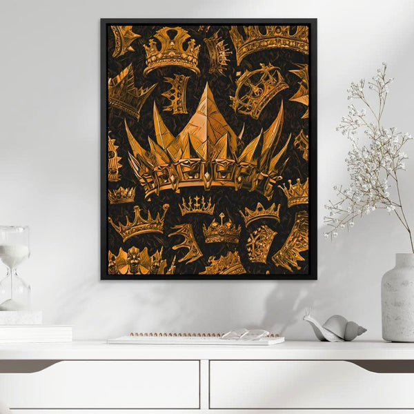 Royal Treasures - Gold King Crowns Canvas Print - Luxury Wall Art