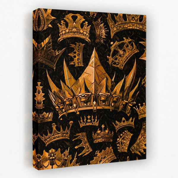 Royal Treasures - Gold King Crowns Canvas Print - Luxury Wall Art