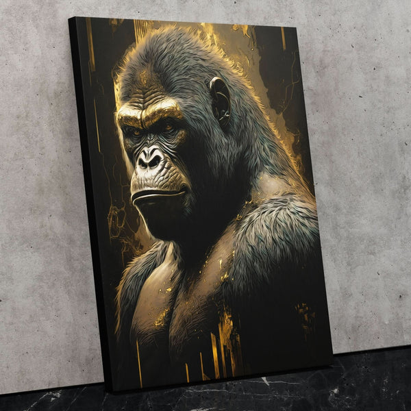 Golden Ape Canvas | Black Gold Primate Art