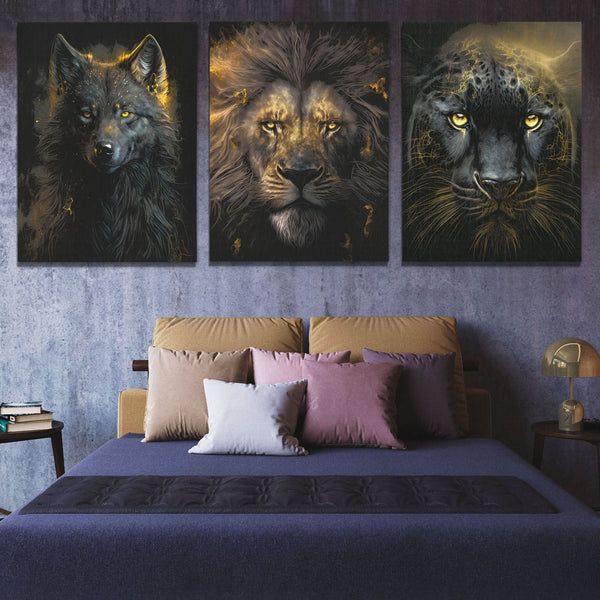 Golden Apex Predators Art Set of 2 - Luxury Wall Art