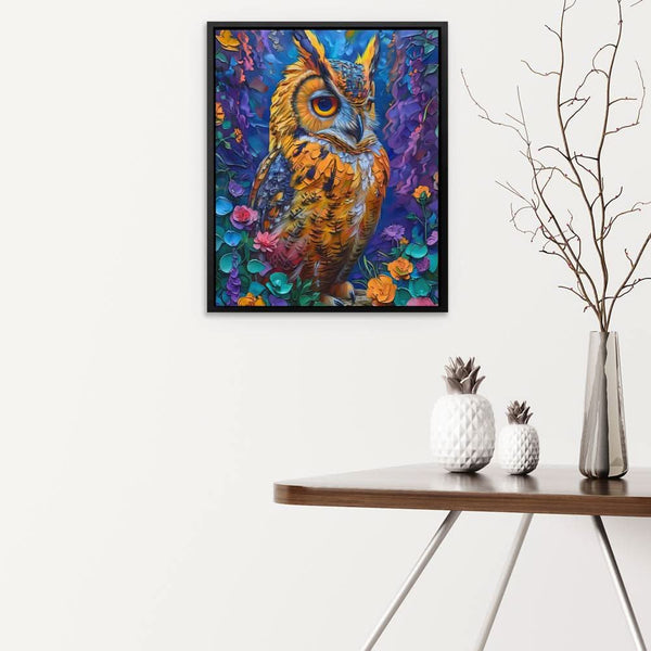 Heavenly Hues Colorful Owl Illustration - Luxury Wall Art