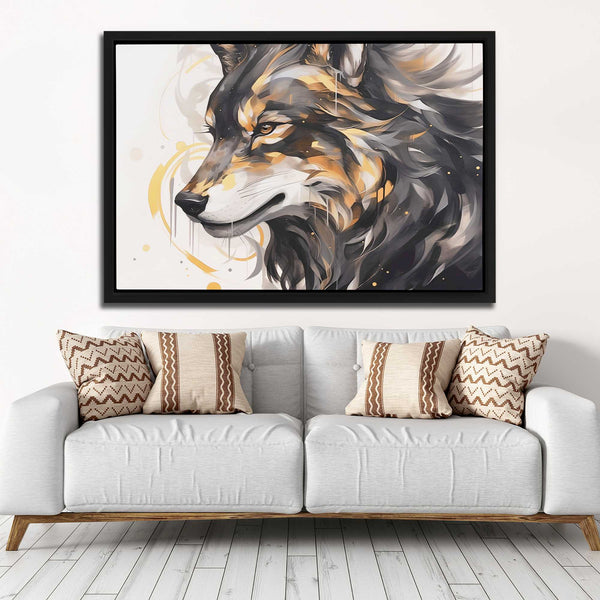 Gold Wolf Art | Abstract Black and Gold Wolf Painting - Luxury Wall Art