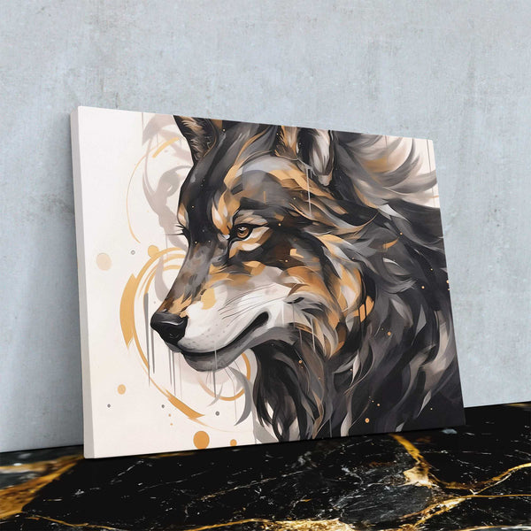 Gold Wolf Art | Abstract Black and Gold Wolf Painting
