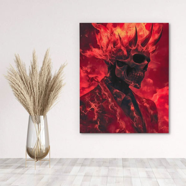 Inferno in a Suit Canvas | Skull Macabre Art