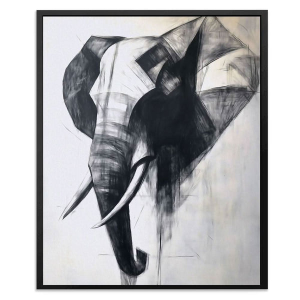 Ink & Ivory Canvas | Black White Modern Elephant Art