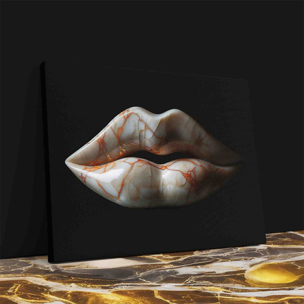 Marble Lips Sculptural Artwork Canvas - Luxury Wall Art