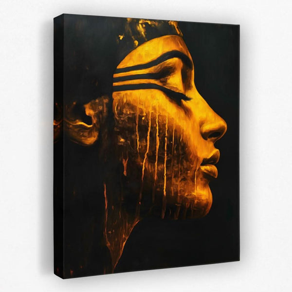 Nile Goddess Portrait Canvas | Black Gold Egyptian Art