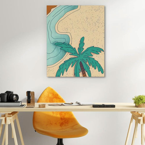 Palm Desert Beach Minimalist Modern Palm Tree Canvas