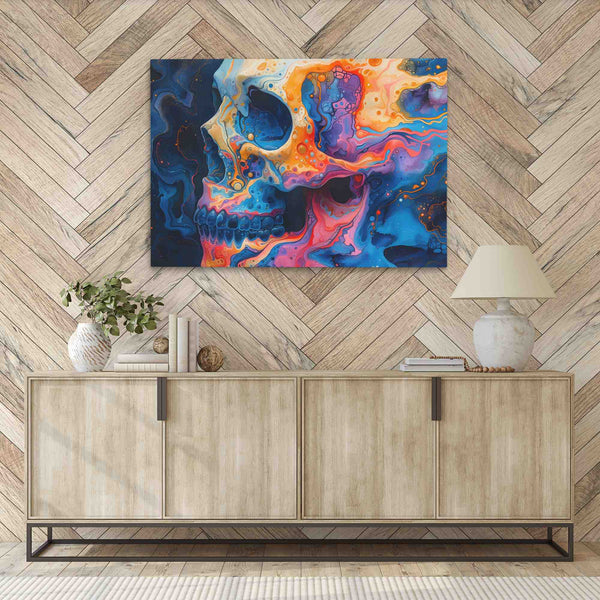 Plasma Skull Canvas | Psychedelic Neon Art