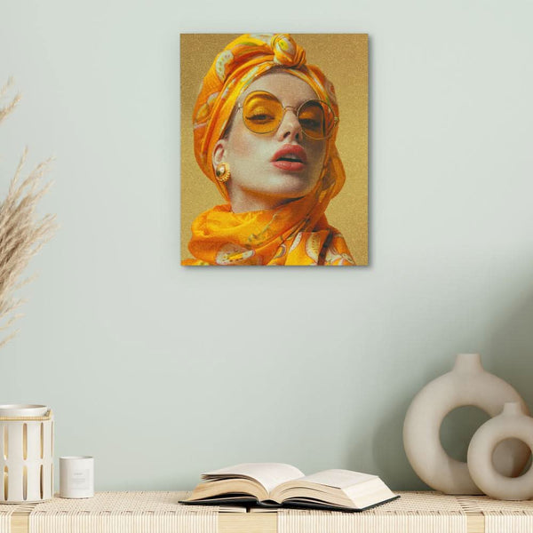 The Girl in Yellow: Vibrant Yellow Fashion Art Print - Luxury Wall Art