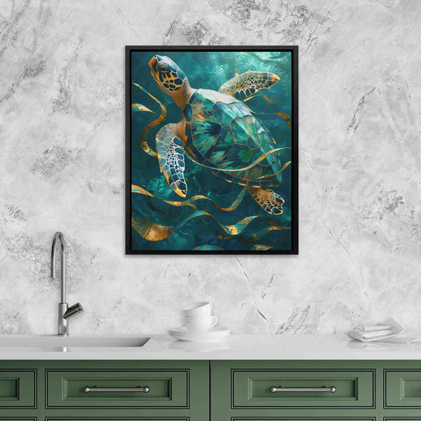 Tropical Escape Turtle Canvas | Coastal Art