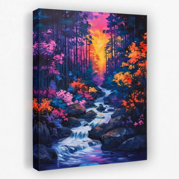 Violet Stream – Colorful River Landscape Wall Art - Luxury Wall Art