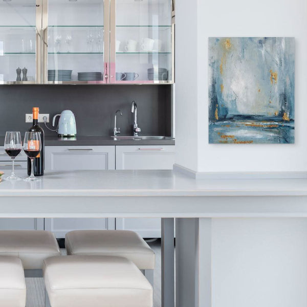 Windy Grey: Abstract Textured Art with Gold Accents - Luxury Wall Art