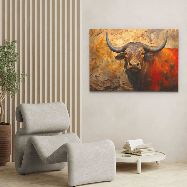 Iron Bull - Stoic Beast Canvas Art Print - Luxury Wall Art